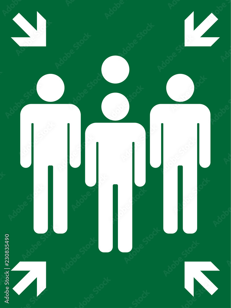 Emergency evacuation assembly point sign, gathering point signboard ...