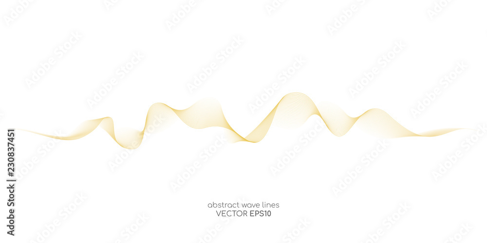 Vector smooth curve wave lines gold color isolated on white background ...