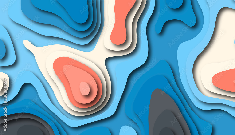 Paper cutout background. Realistic 3d layered smooth objects. Design ...