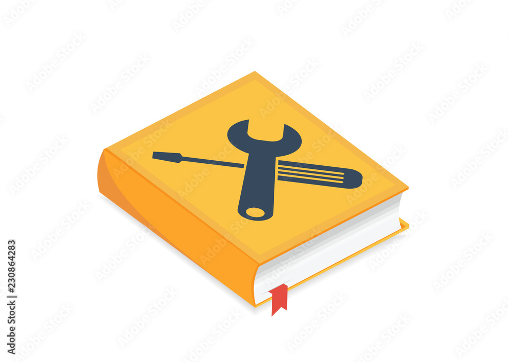 User manual, guide, instruction, guidebook, Handbook isometric concept ...