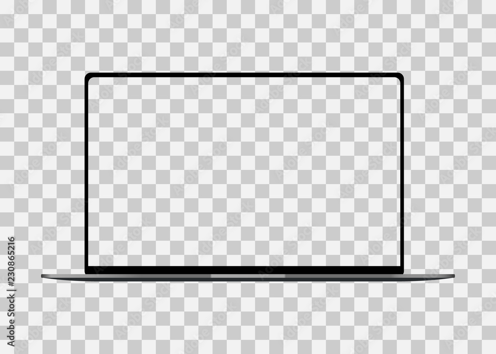 Modern laptop computer vector mockup isolated on transparent background ...
