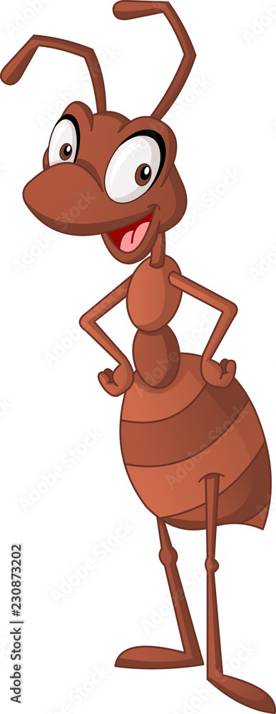 Cartoon cute ant. Vector illustration of funny happy animal. Stock ...