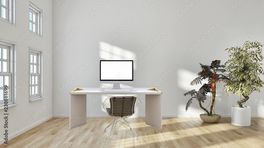 Workplace mockup concept. Mock up modern home decor desktop computer ...