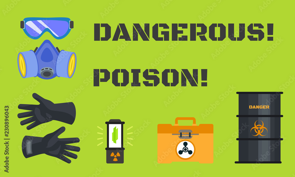 Dangerous poison concept banner. Flat illustration of dangerous poison ...