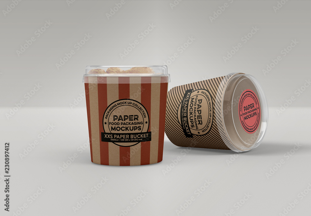 Two Tall Paper Buckets Mockup Stock Template | Adobe Stock