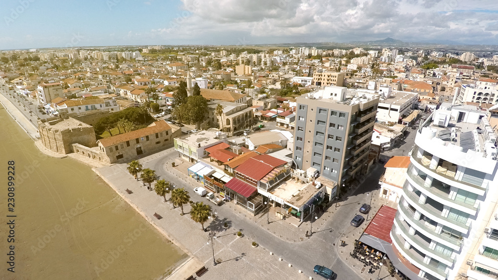 Fascinating cityscape of Larnaca seaside resort, Cyprus tourism, birds ...