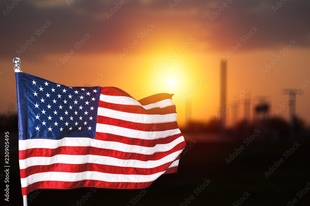 American Flag Sunset Wallpaper