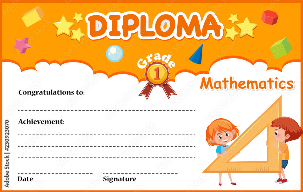 Mathematics diploma certificate template Stock Vector | Adobe Stock