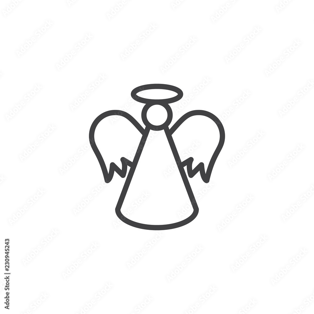Christmas angel outline icon. linear style sign for mobile concept and ...