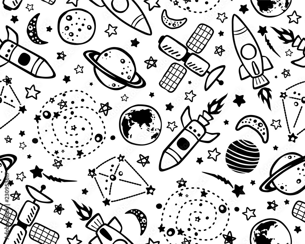 Seamless pattern vector of outer space theme set. Eps 10 Stock Vector ...
