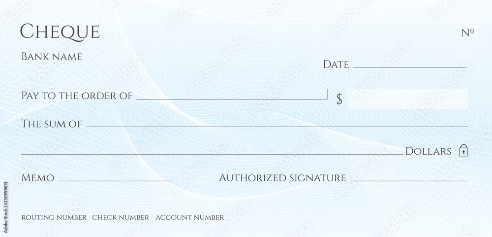 Check, Cheque (Chequebook template). Guilloche pattern with abstract ...