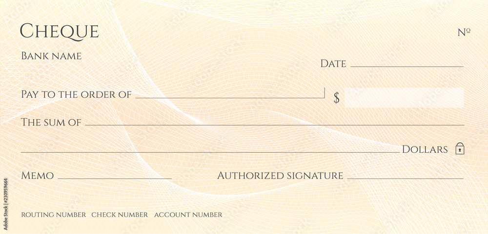 Vetor de Check, Cheque (Chequebook template). Guilloche pattern with ...