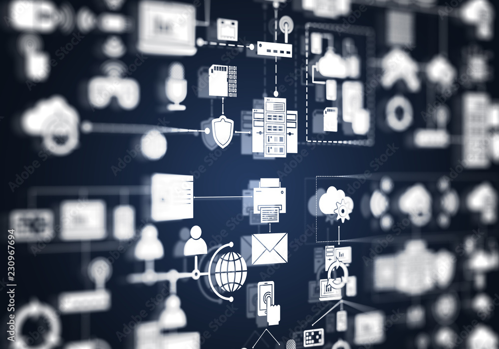 Technology background image with media interface as connection and ...