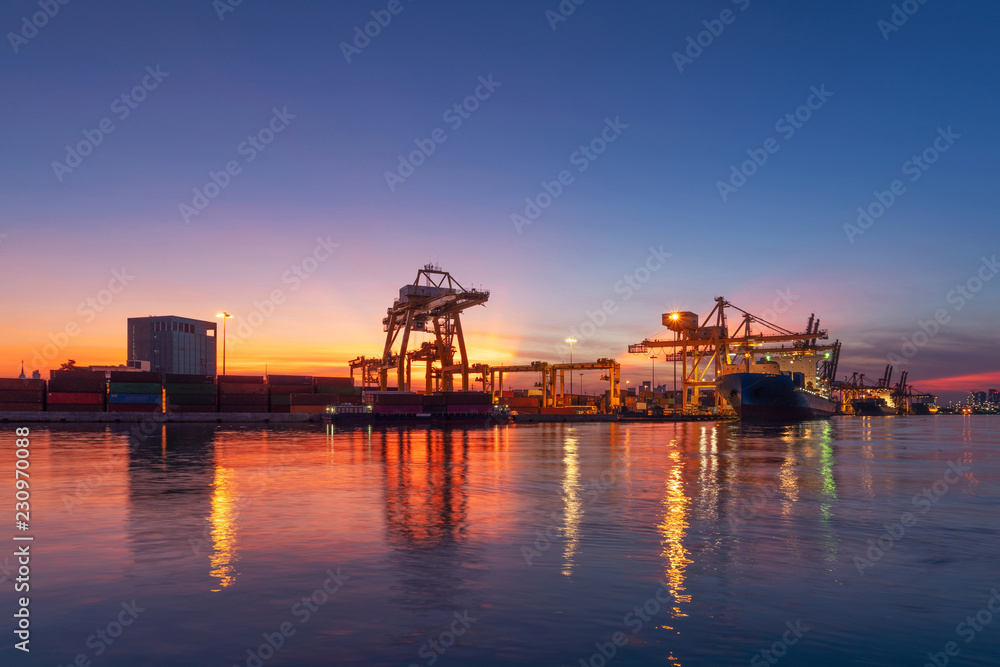 Container cargo ship in the export and import business and logistics ...