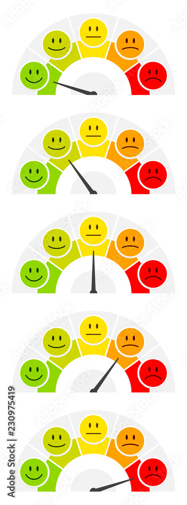 5 Smileys Color Barometer Public Opinion Horizontal Stock Vector ...