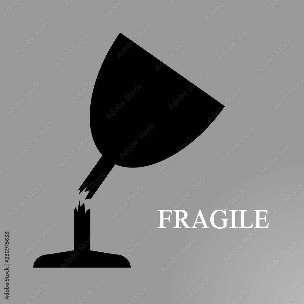 Fragile ikon vector. Sybmol of a broken glass. Stock Vector | Adobe Stock