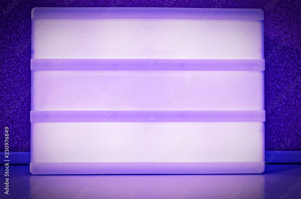 Luminous panel with three boxes for labeling with text in the ...