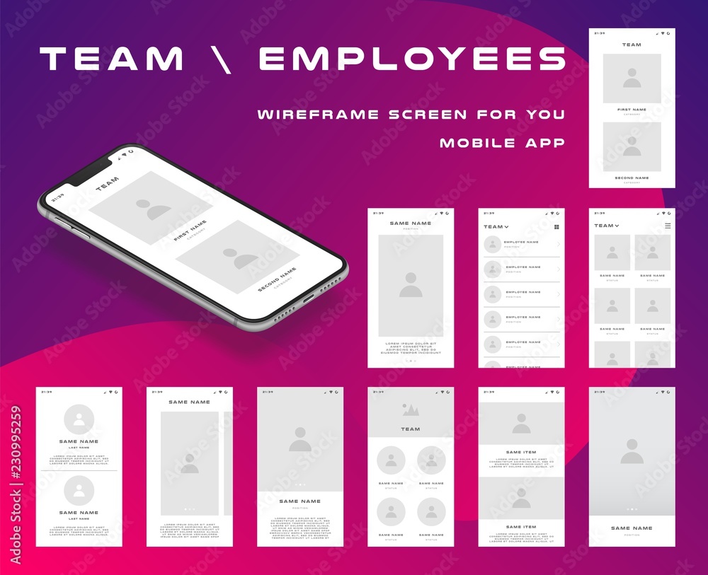 10 in 1 UI kits. Wireframes screens for your mobile app. GUI template ...