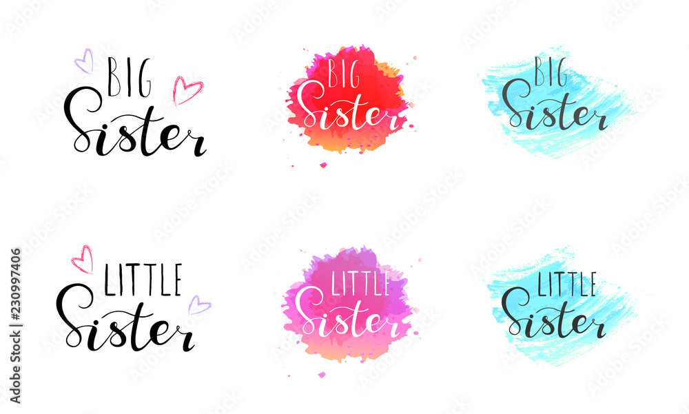 Little big sister. Lettering for babies clothes, t-shirts and nursery ...