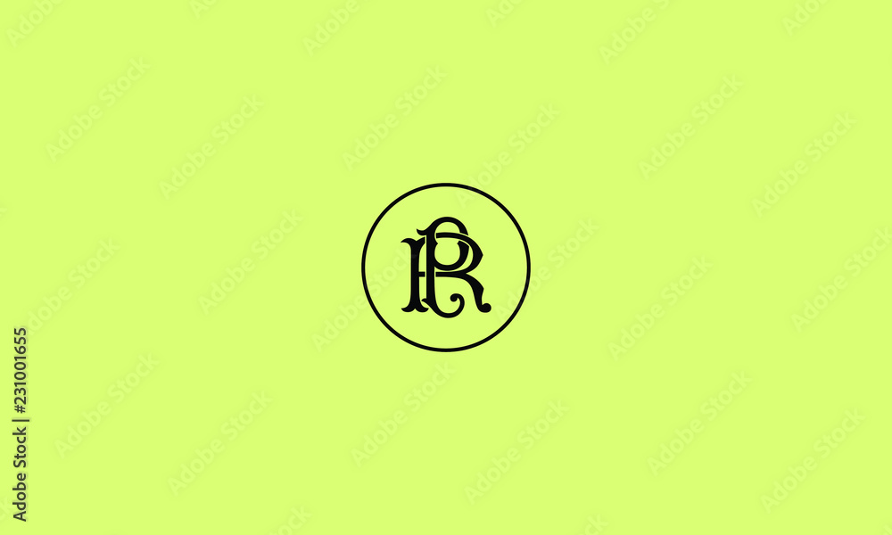 LETTER P AND R SIGNATURE LOGO WITH CIRCLE FRAME FOR LOGO DESIGN OR ...