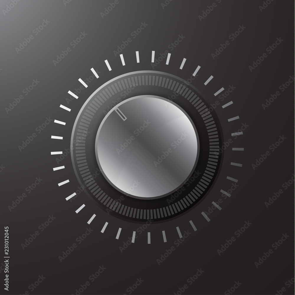 Manual control knob metal, volume settings, sound control. Vector ...