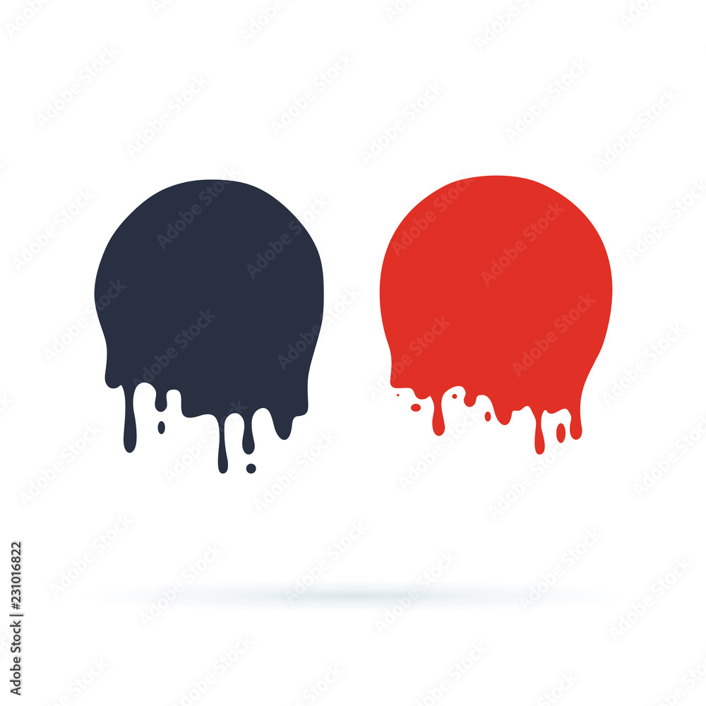 Paint drip stickers or circle labels. Vector liquid drops icons for ...