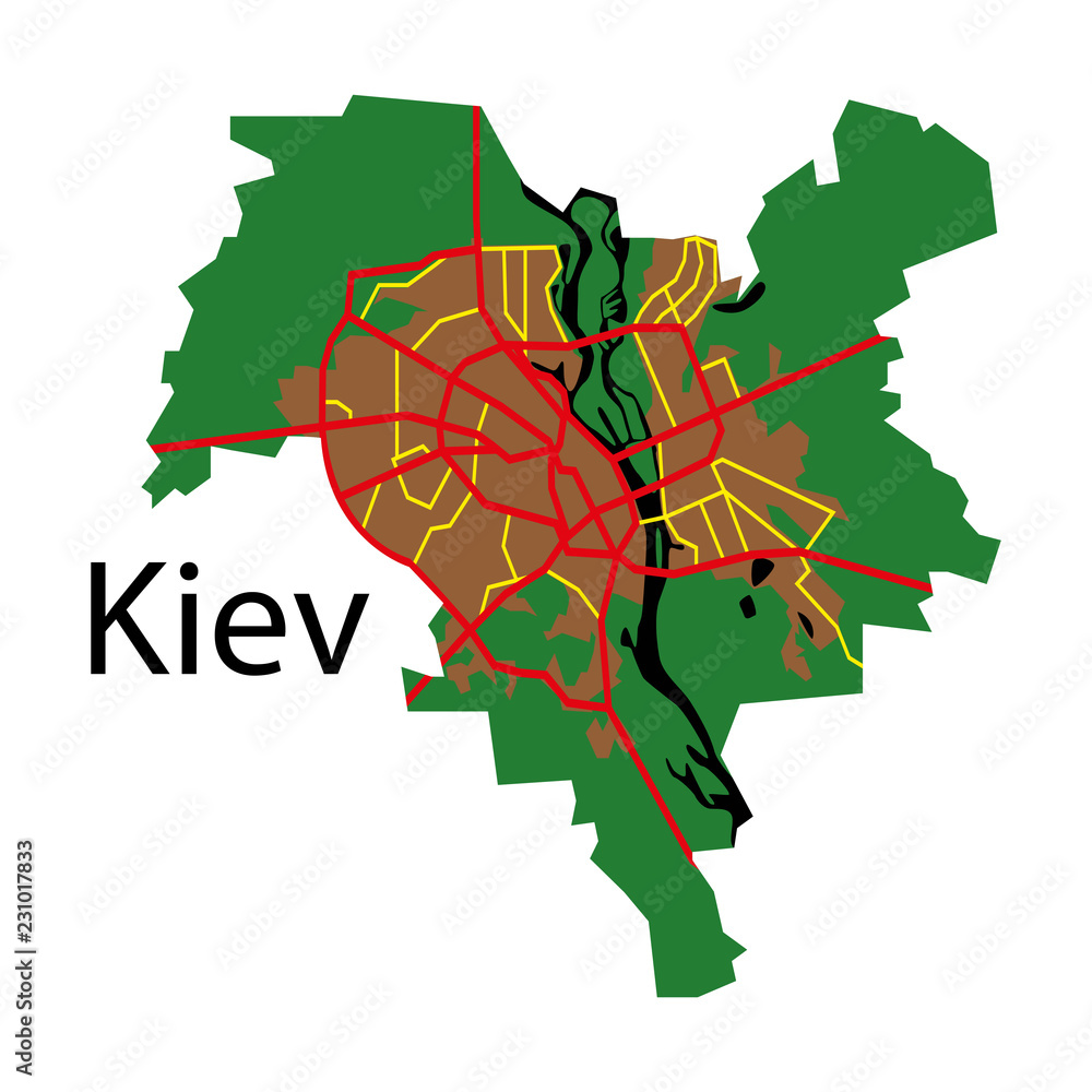 Map of the districts of Kiev, Ukraine. Flat illustration Stock Vector ...