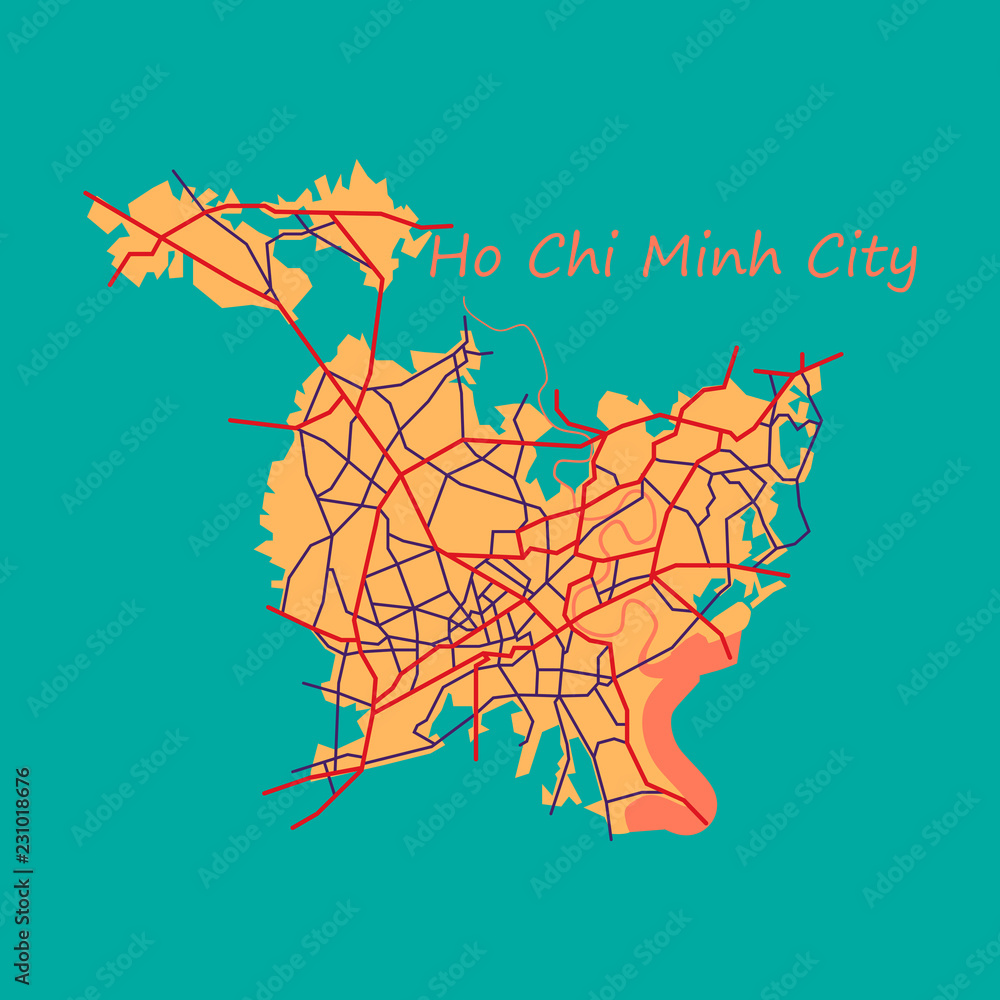 Flat ho chi minh city administrative map Stock Vector | Adobe Stock