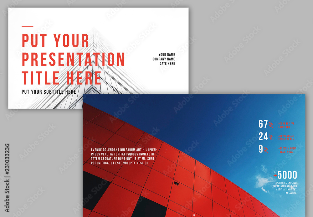 Presentation Layout with Red Accents Stock Template | Adobe Stock