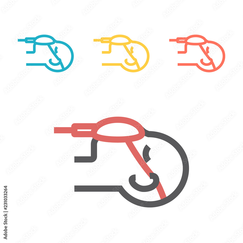 Vector illustration of artificial ventilation by airway medical. Line ...