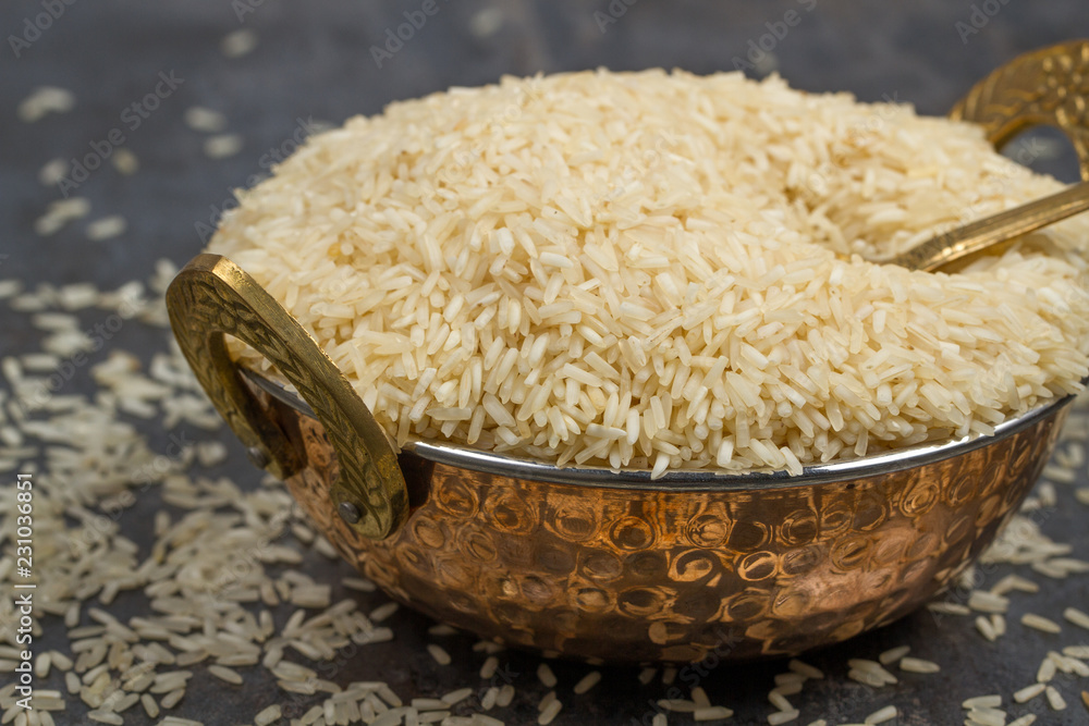 indian basmati rice isolated on texture background. Stock Photo | Adobe ...