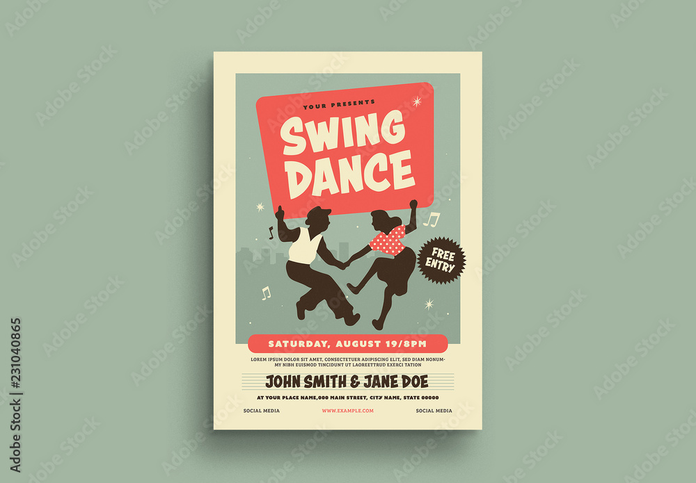 Swing Dance Event Flyer Layout Stock Template | Adobe Stock