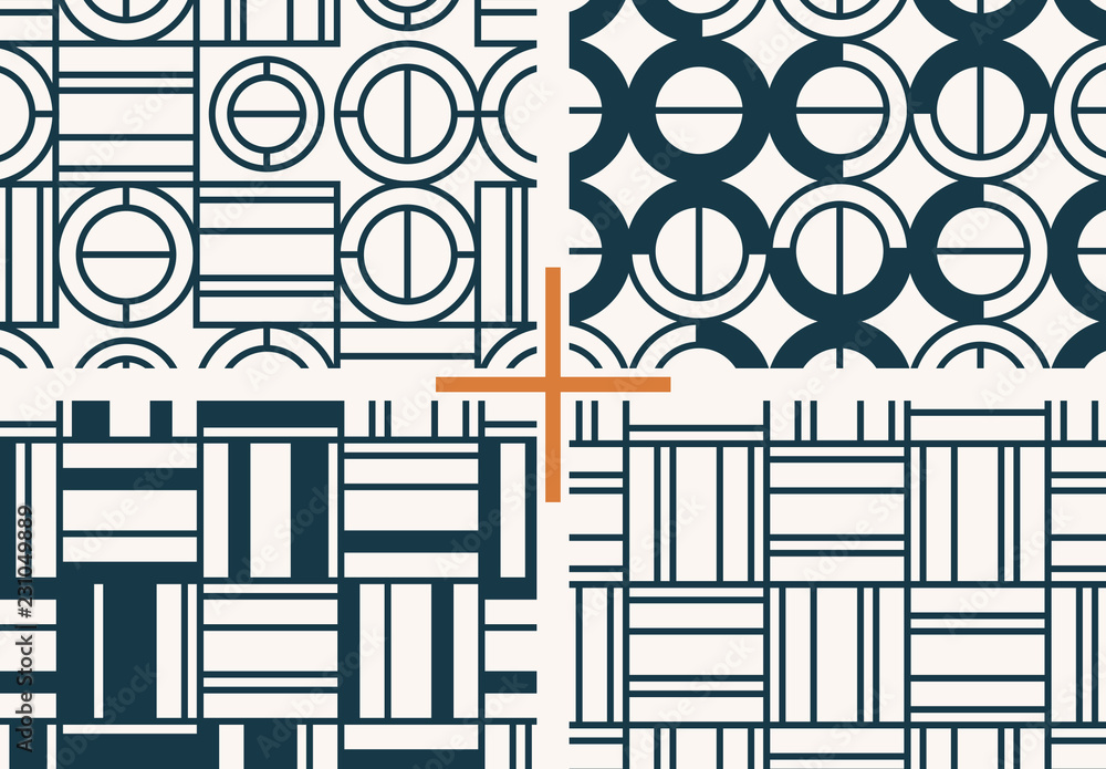 Blue and Cream Geometric Patterns Set Stock Template | Adobe Stock