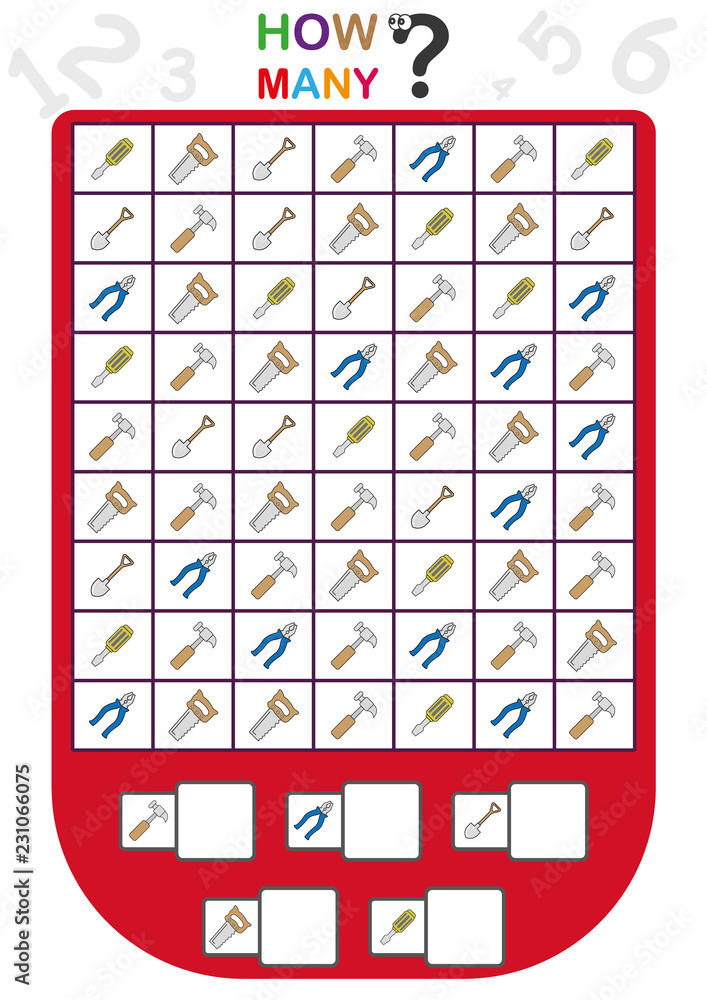 worksheet for kids, Count the number of objects, Learn the numbers, how ...