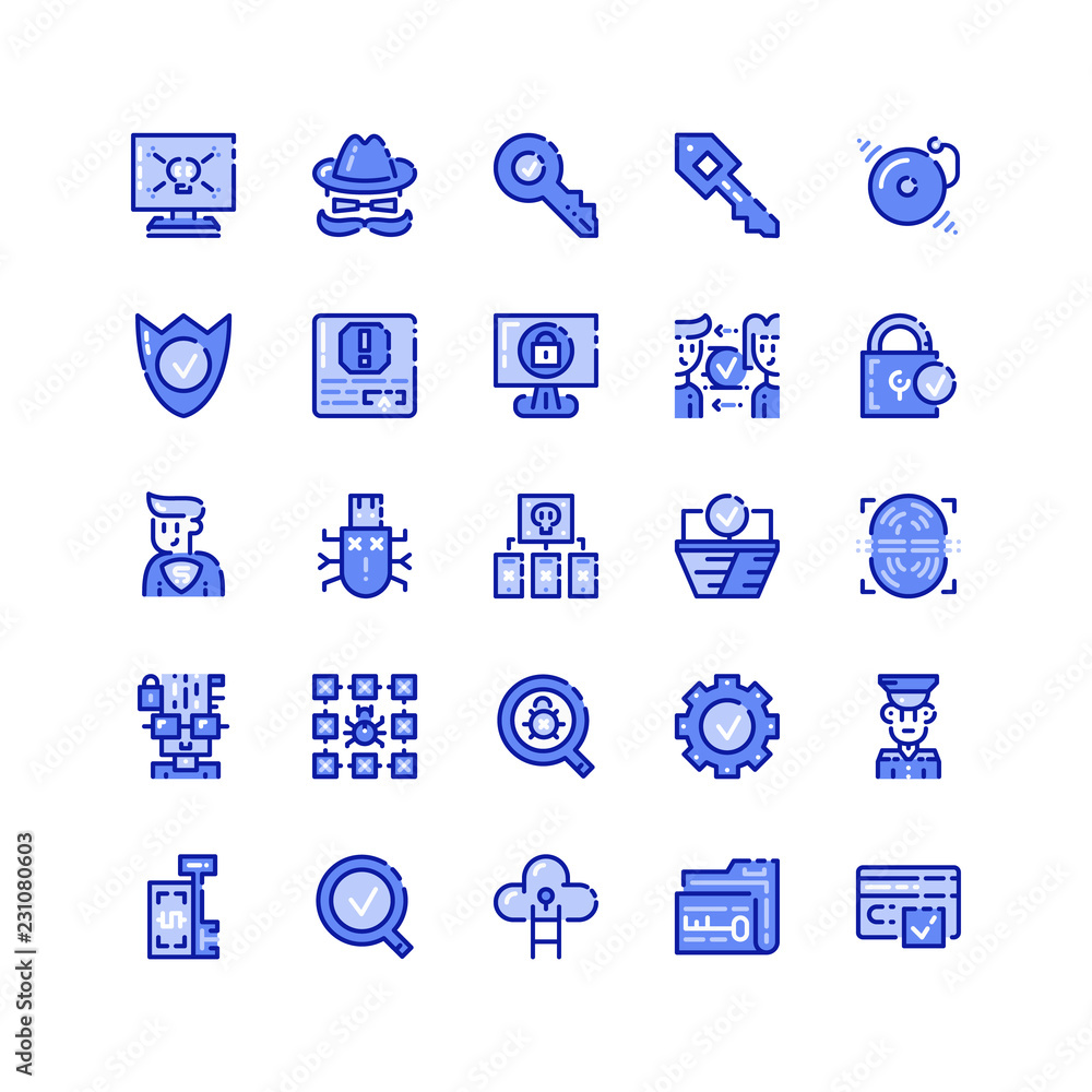 Simple set of cyber security icons. Premium protrct symbol collection ...