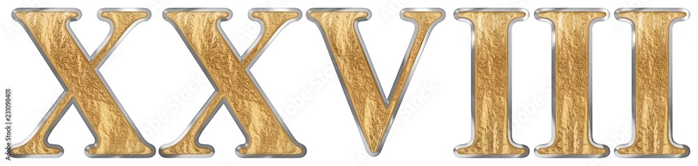 Roman numeral XXVIII, octo et viginti, 28, twenty eight, isolated on ...