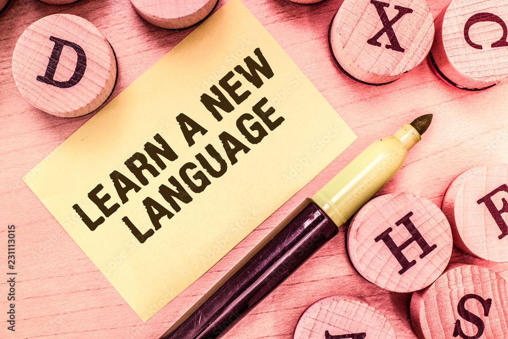 Handwriting text writing Learn A New Language. Concept meaning Study ...