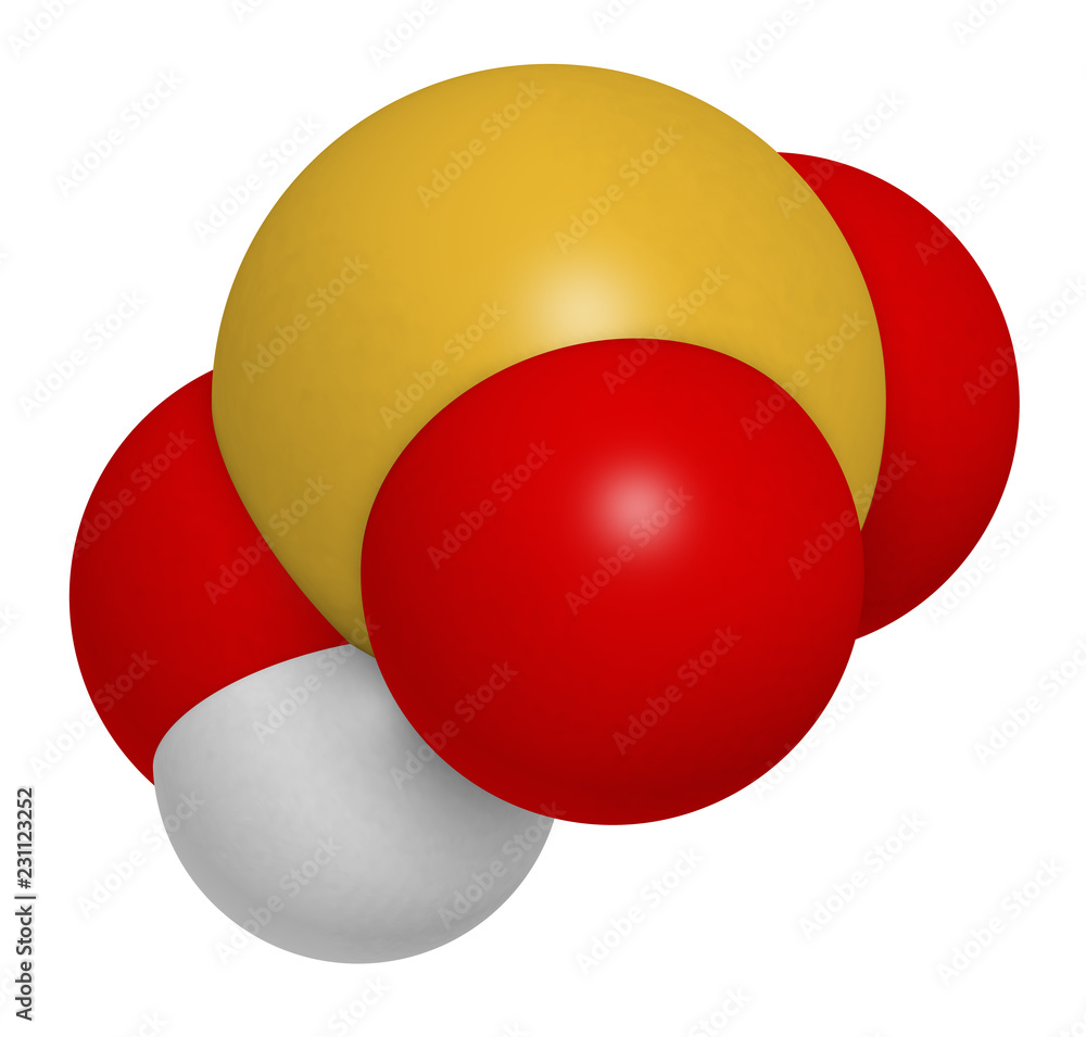 Bisulfite anion, chemical structure. Common salts include sodium ...