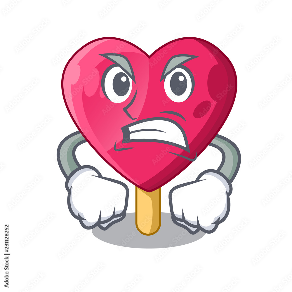 Angry heart shaped ice cream the cartoon Stock Vector | Adobe Stock