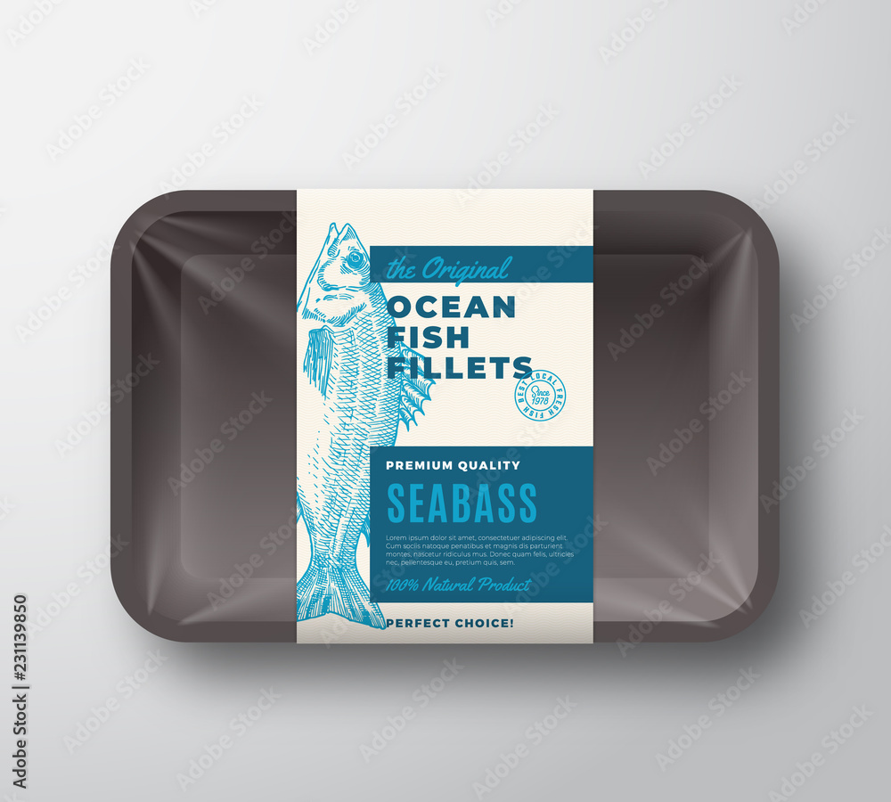 The Original Fish Fillets Abstract Vector Packaging Design Label on ...