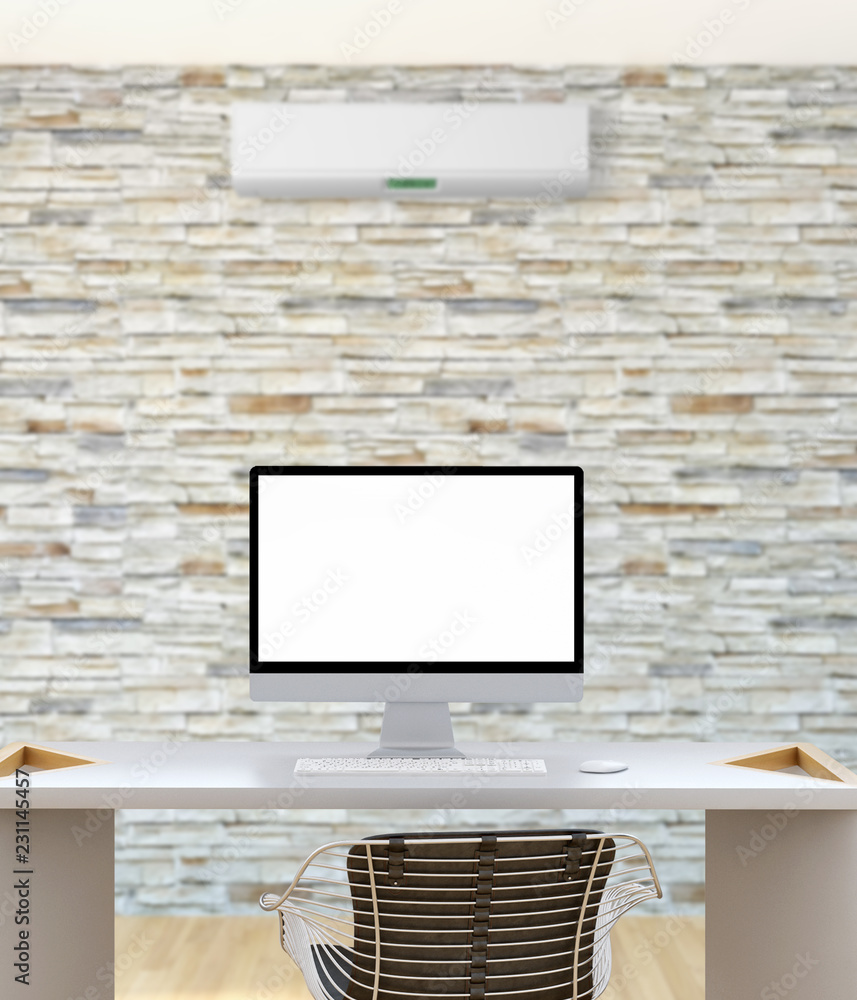 Workplace mockup concept. Mock up modern home decor desktop computer ...