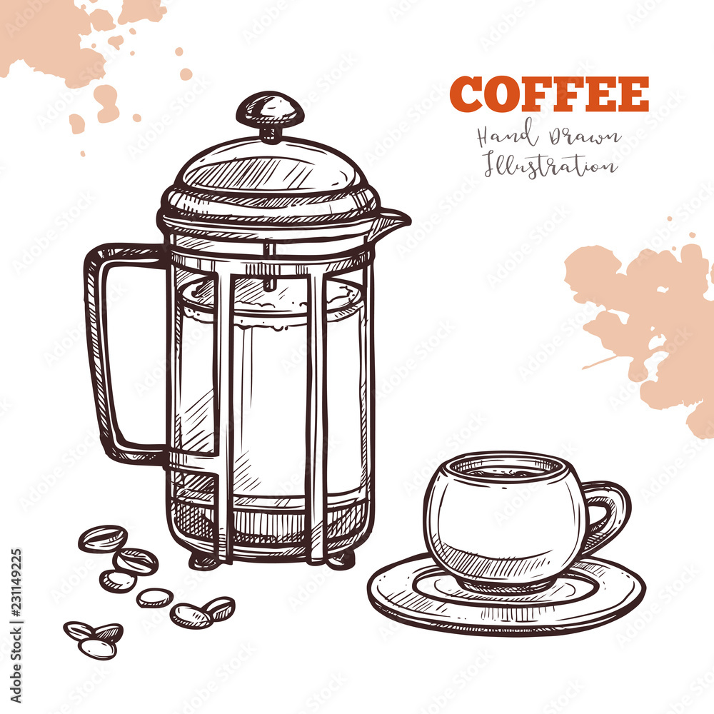 French Press Illustration