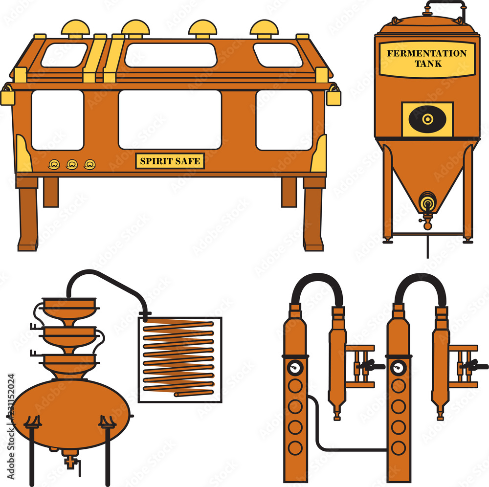 Distillery equipment vector set Stock Illustration | Adobe Stock