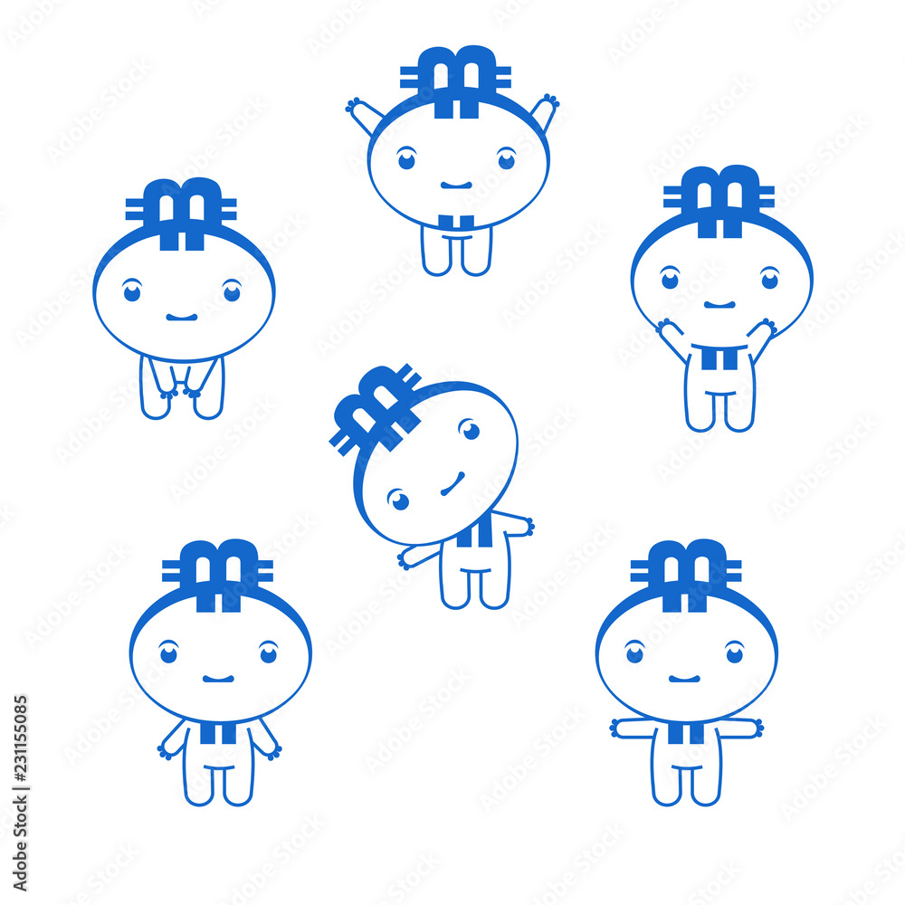 Abstract Bitcoin Crypto Blockchain Mascot Character comic vector ...