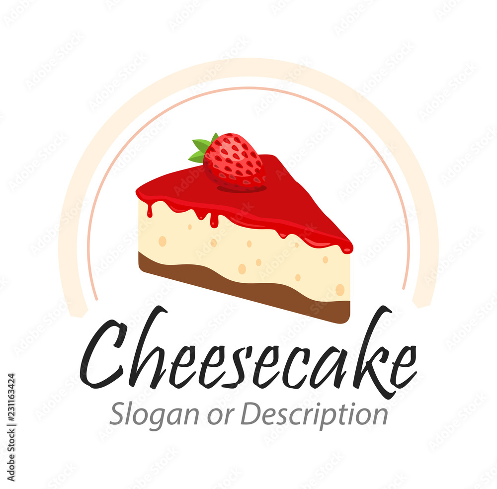 Tasty Cheesecake with Strawberry illustration with captions -Vector ...