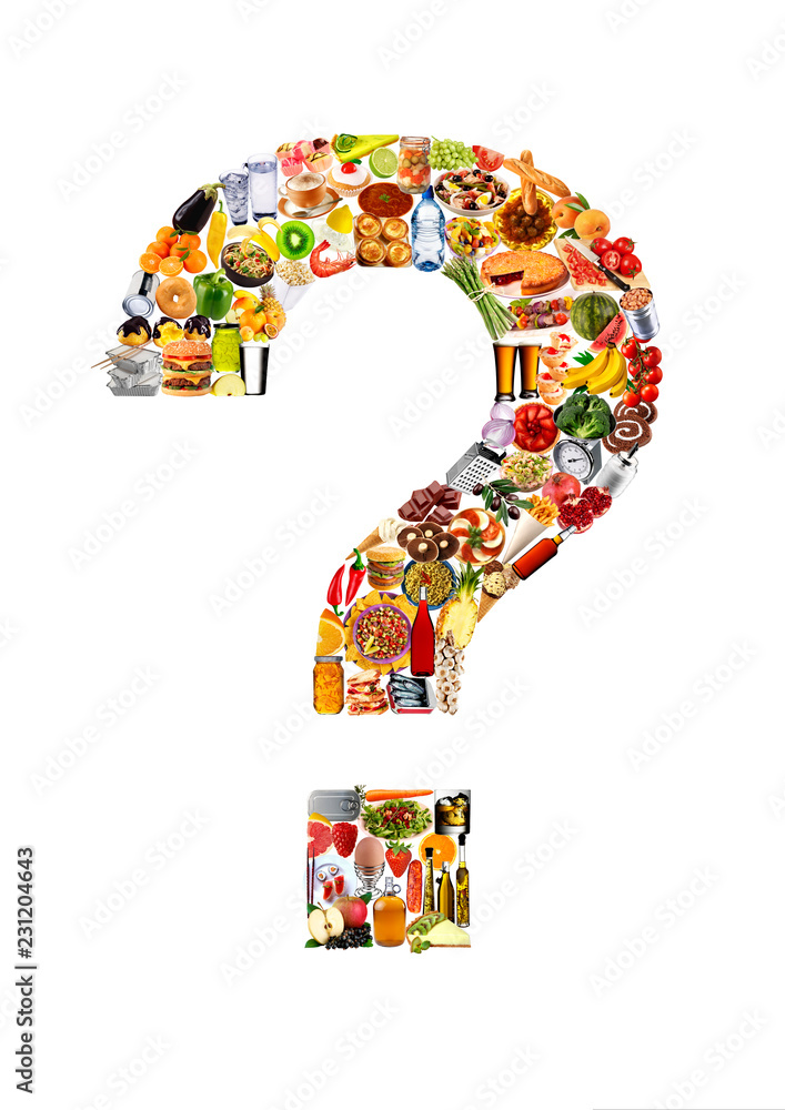 FOODFONT QUESTION MARK ON WHITE Stock Photo | Adobe Stock