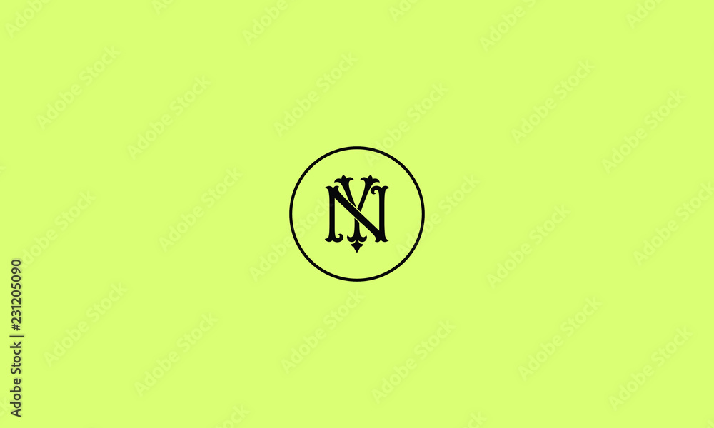 LETTER N AND Y SIGNATURE LOGO WITH CIRCLE FRAME FOR LOGO DESIGN OR ...