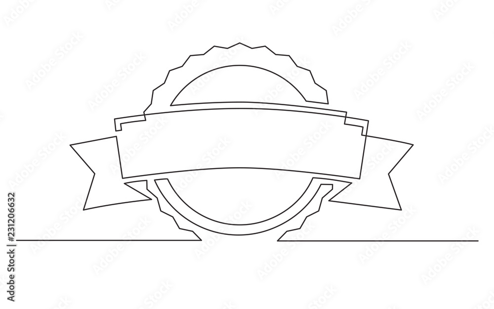 continuous line drawing of ribbon prize label design Stock Vector ...