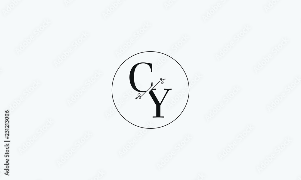 LETTER C AND Y MONOGRAM LOGO WITH CIRCLE FRAME FOR LOGO DESIGN OR ...