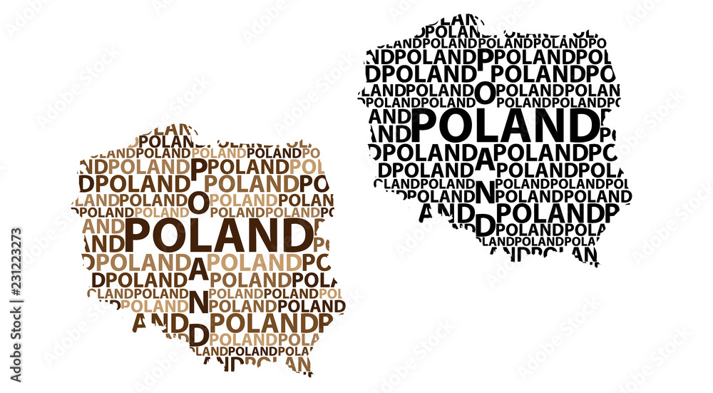 Sketch Poland letter text map, Republic of Poland - in the shape of the ...